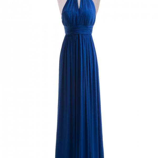A Line Halter Neckline Royal Blue Bridesmaid Dress,Royal Blue Formal ...